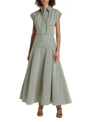 Brandon Maxwell Poppy Striped Poplin Maxi Skirt