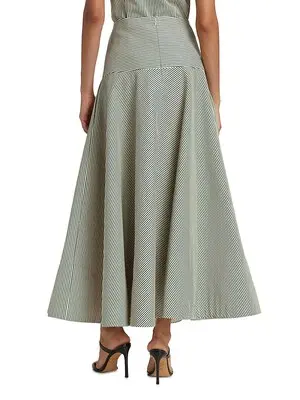 Brandon Maxwell Poppy Striped Poplin Maxi Skirt