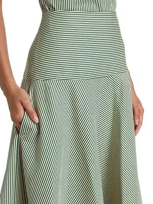 Brandon Maxwell Poppy Striped Poplin Maxi Skirt