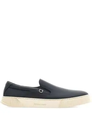 FERRAGAMO Gancini-plaque Leather Sneakers