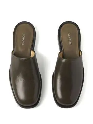 LEMAIRE Square-toe Leather Slippers