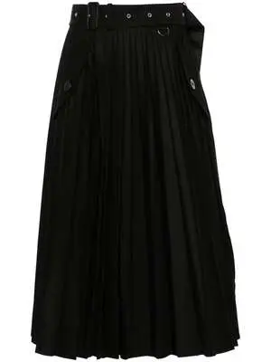 Sacai Plissé Midi Skirt - Black