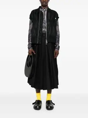 Sacai Plissé Midi Skirt - Black
