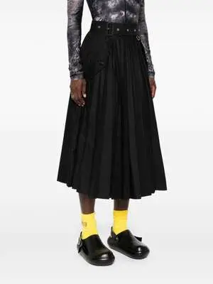 Sacai Plissé Midi Skirt - Black