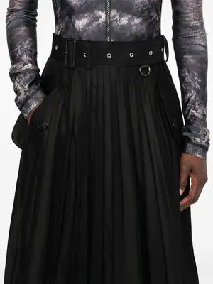 Sacai Plissé Midi Skirt - Black