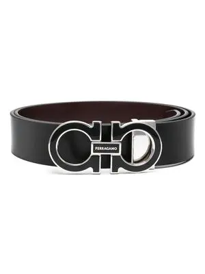 FERRAGAMO Logo-buckle Leather Belt - Black