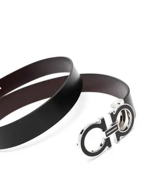 FERRAGAMO Logo-buckle Leather Belt - Black