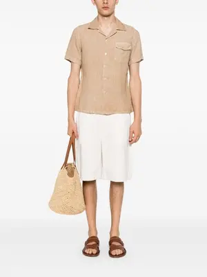 Eleventy Short-sleeve Linen Shirt - Neutrals