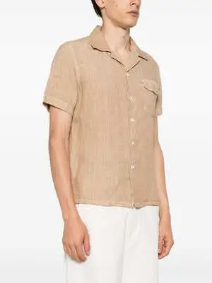 Eleventy Short-sleeve Linen Shirt - Neutrals