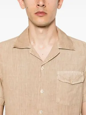 Eleventy Short-sleeve Linen Shirt - Neutrals