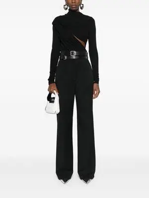 Alexander McQueen Wool Wide-leg Trousers - Black