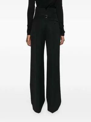Alexander McQueen Wool Wide-leg Trousers - Black