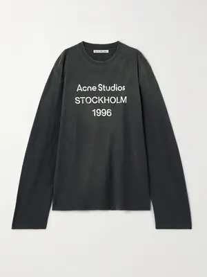 Acne Studios Printed Hemp And Cotton-blend Jersey T-shirt