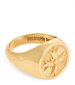 Emanuele Bicocchi Plated Sterling Silver Crest Signet Ring - Gold