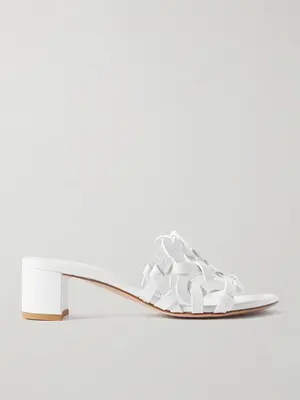 GIANVITO ROSSI Amalfi 45 Woven Leather Sandals - White