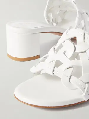 GIANVITO ROSSI Amalfi 45 Woven Leather Sandals - White