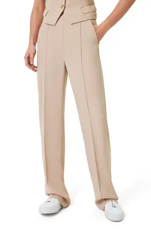 Spanx Crepe Straight Leg Trousers - Tahini