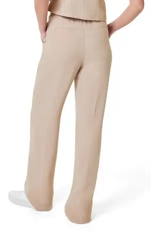 Spanx Crepe Straight Leg Trousers - Tahini