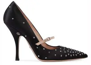 Gucci Jodie Embellished Satin Pumps - Black
