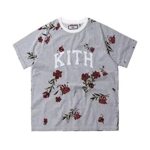 Kith Floral Seersucker Howard Tee Shirt Navy