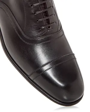FERRAGAMO Cortez Leather Cap Toe Oxfords - Nero