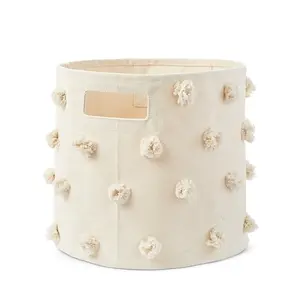 PEHR Pom Pom Cotton Canvas Storage Bin Natural