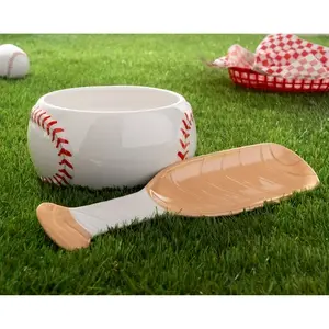 GODINGER 2-piece Baseball Bowl & Bat Serving Set