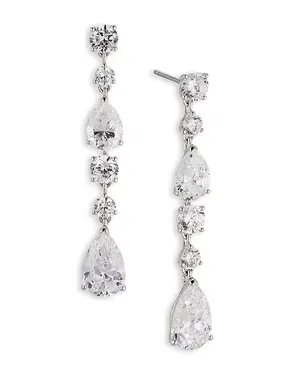 Nadri Halle Linear Drop Earrings - Silver
