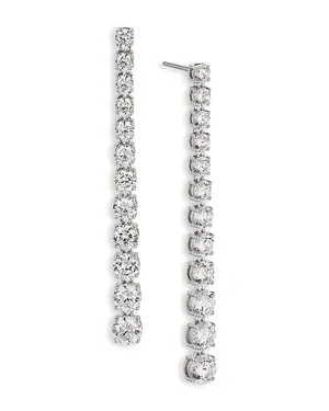 Nadri Cubic Zirconia Graduated Linear Drop Earrings - Silver
