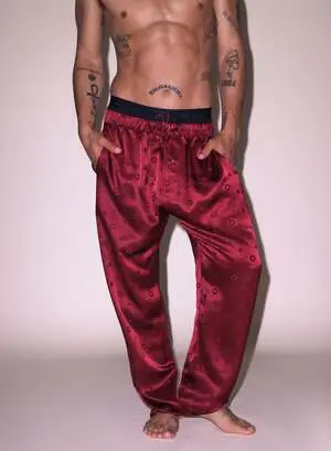 FLEUR DU MAL Silk Jacquard Pj Pant - Barolo