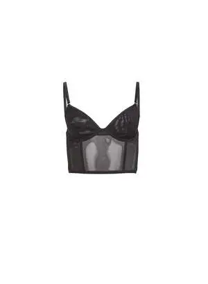 Fleur Du Mal Mesh Longline Bustier - Black