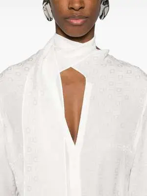 FERRAGAMO Monogram-jacquard Silk Shirt