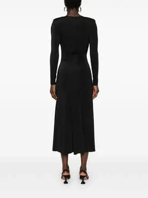 NISSA Floral-appliqué Ruched Gown - Black