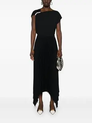 NISSA Asymmetric Pleated Maxi Dress