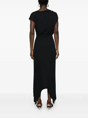 NISSA Asymmetric Pleated Maxi Dress