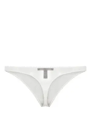 Kiki De Montparnasse Semi-sheer Crochet Thong - White