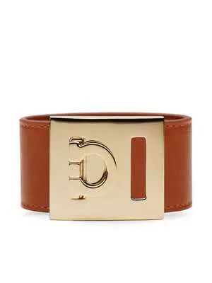 FERRAGAMO Gancini Leather Bracelet - Brown
