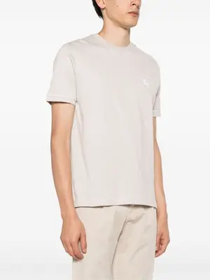 Eleventy Logo-embroidered Cotton T-shirt - Neutrals