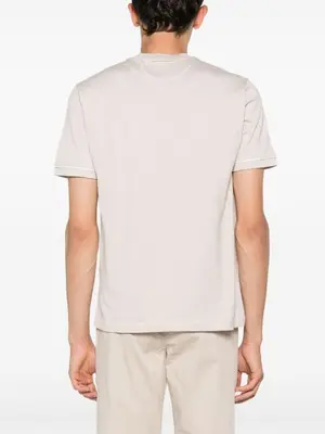 Eleventy Logo-embroidered Cotton T-shirt - Neutrals