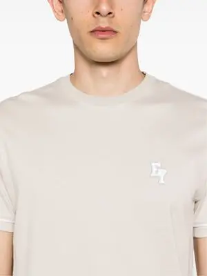 Eleventy Logo-embroidered Cotton T-shirt - Neutrals