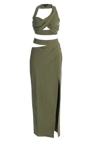 JLUXLABEL Asymmetric Crop Top & Skirt Set