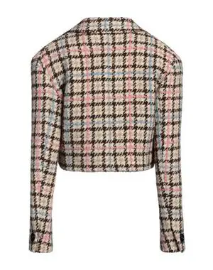 MSGM Single-breasted Houndstooth Blazer - Beige