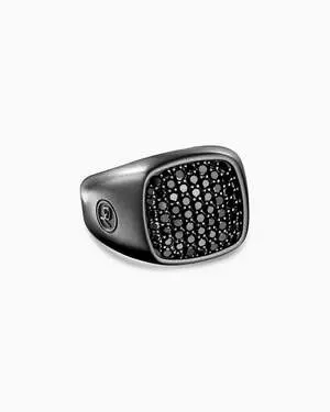 David Yurman Streamline® Signet Ring In Black Titanium With Black Diamonds