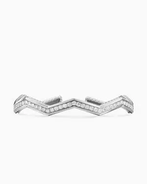 David Yurman Zig Zag Stax™ Cuff Bracelet In Sterling Silver With Diamonds