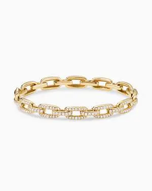 David Yurman Stax Chain Link Bracelet In 18k Yellow Gold With Diamonds