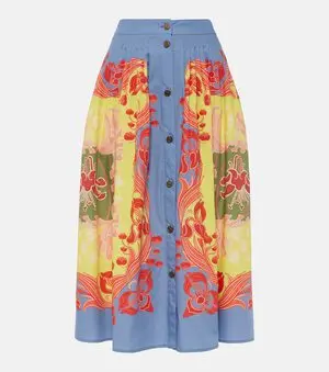 Etro Printed Cotton Poplin Midi Skirt - Multicoloured