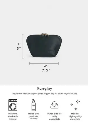 KUSSHI Everyday Leather Makeup Bag - Black/ Leopard Leather