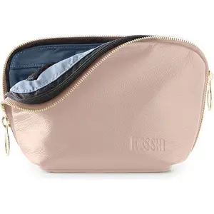 KUSSHI Everyday Leather Makeup Bag Blush Pink/ Cool Grey Leather