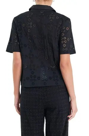 English Factory Floral Eyelet Cotton Camp Shirt