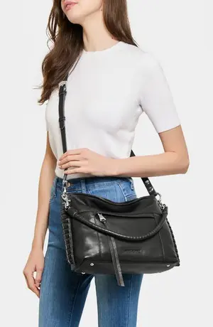 AIMEE Leather Shoulder Bag - Black